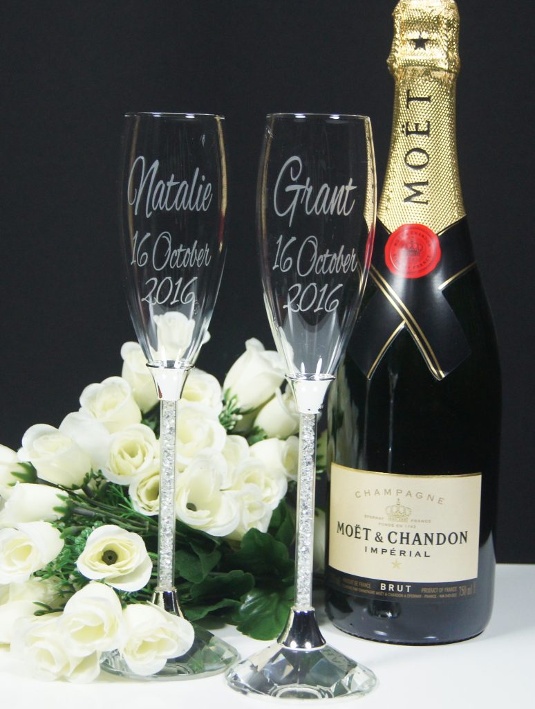 Crystal Stem Flutes with Crystal Base